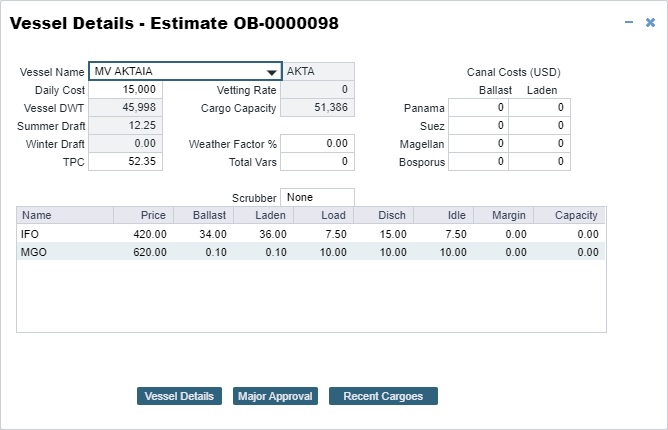 IMOS - Vessel Details - Estimate